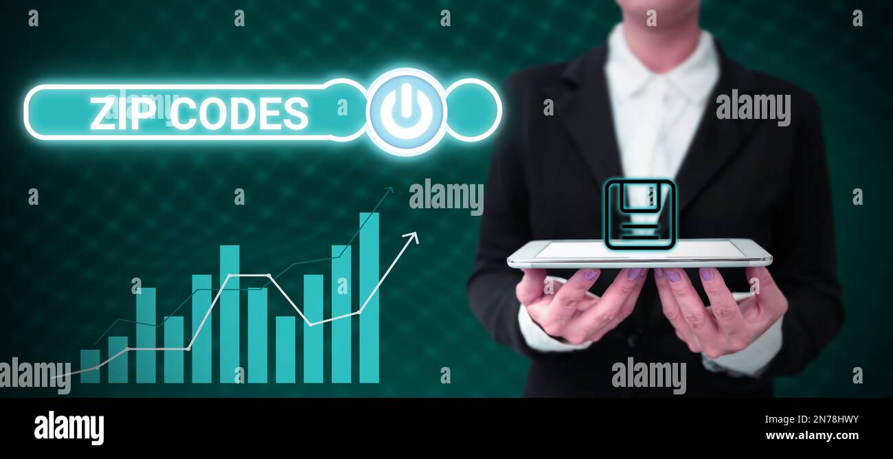 Sign displaying Zip Codes. Business showcase numbers added to a postal ...