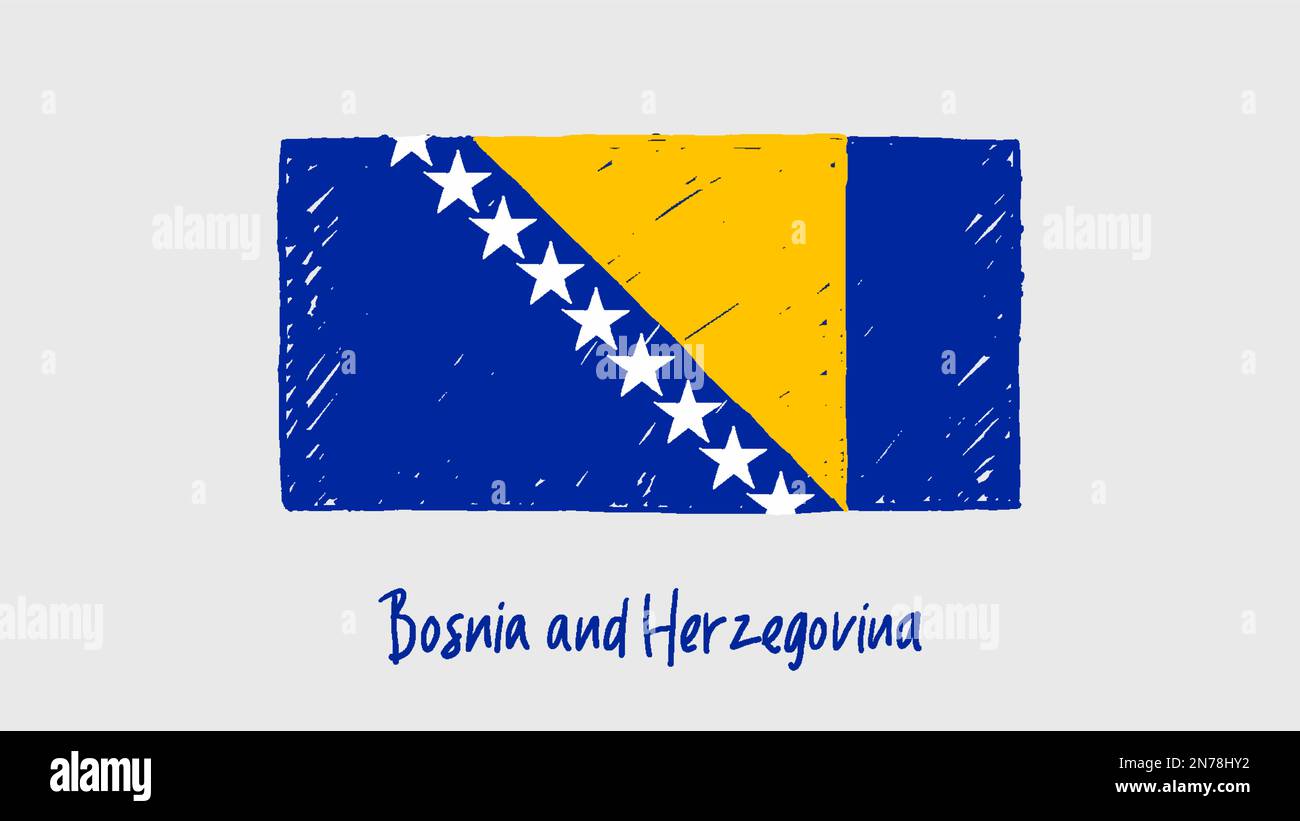 Bosnia and Herzegovina Flag Pencil Color Sketch Illustration Vector ...