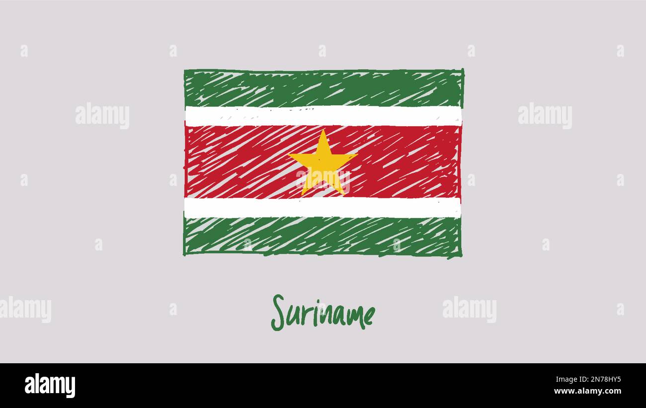 Suriname Flag Pencil Color Sketch Illustration Vector Stock Vector ...