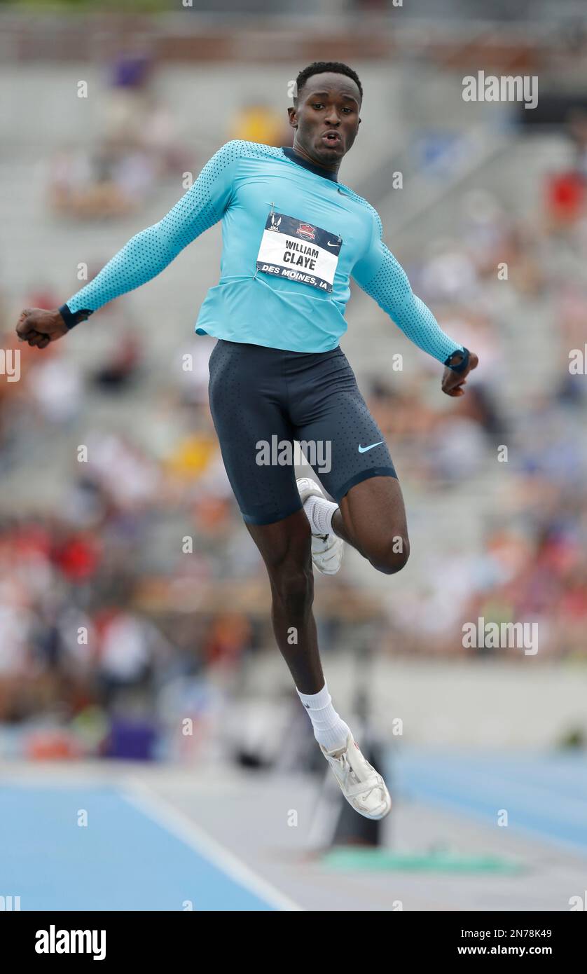 William Claye leaps to the pit during the senior men's long jump at the ...