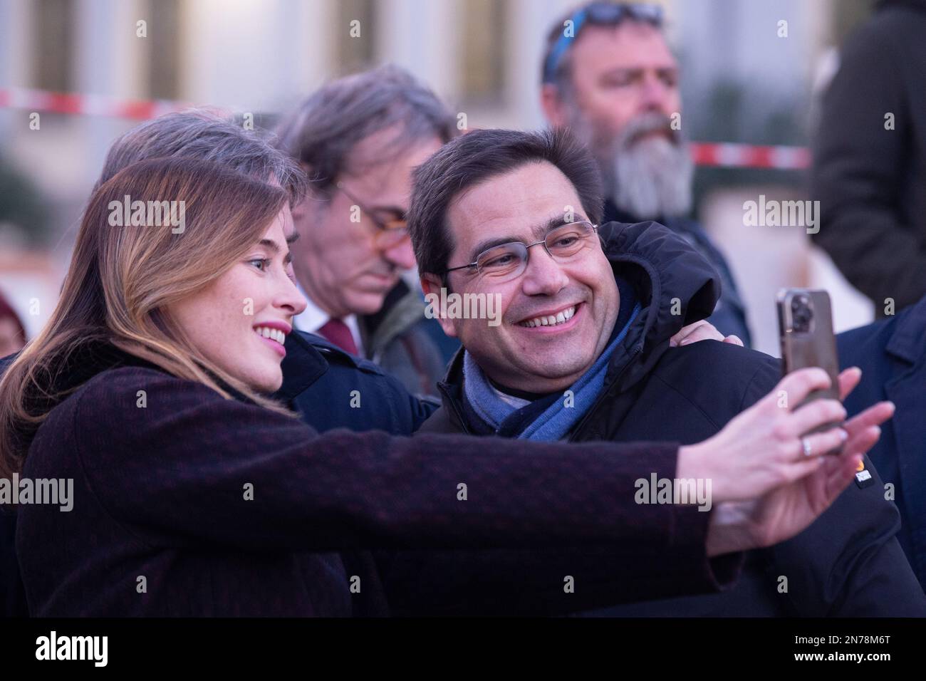 Rome, Italy. 10th Feb, 2023. Alessio D'Amato and Maria Elena Boschi ...