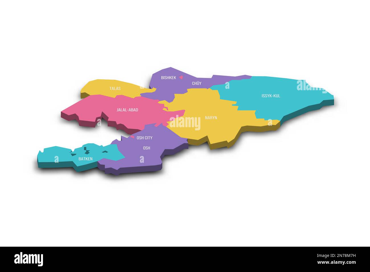 Kyrgyzstan political map of administrative divisions - regions and ...