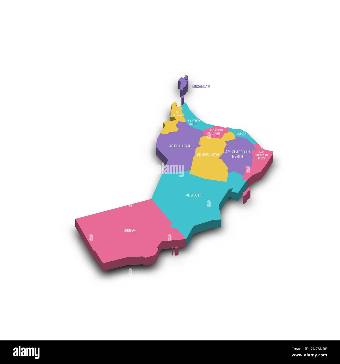 Oman political map of administrative divisions - governorates. Colorful ...