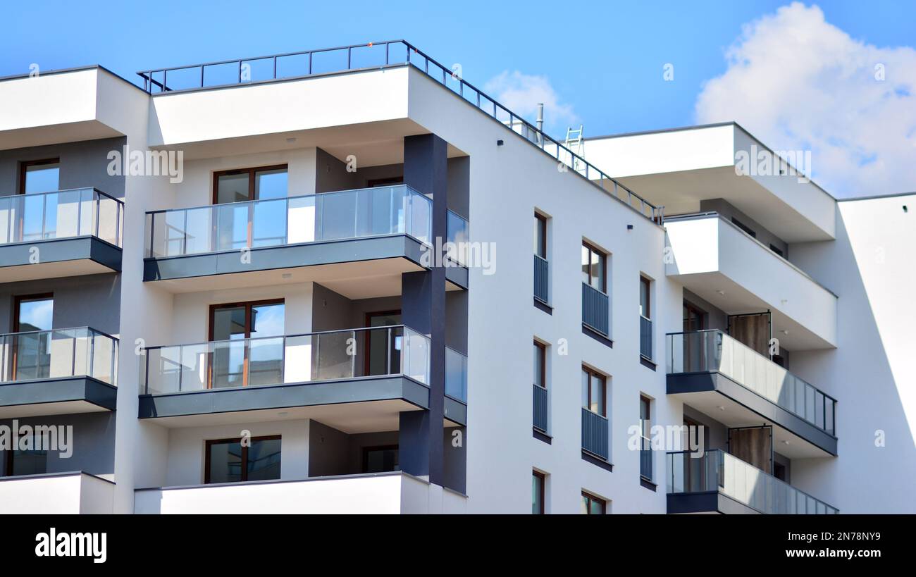 Modern architecture building facade with balconies. New apartments ...