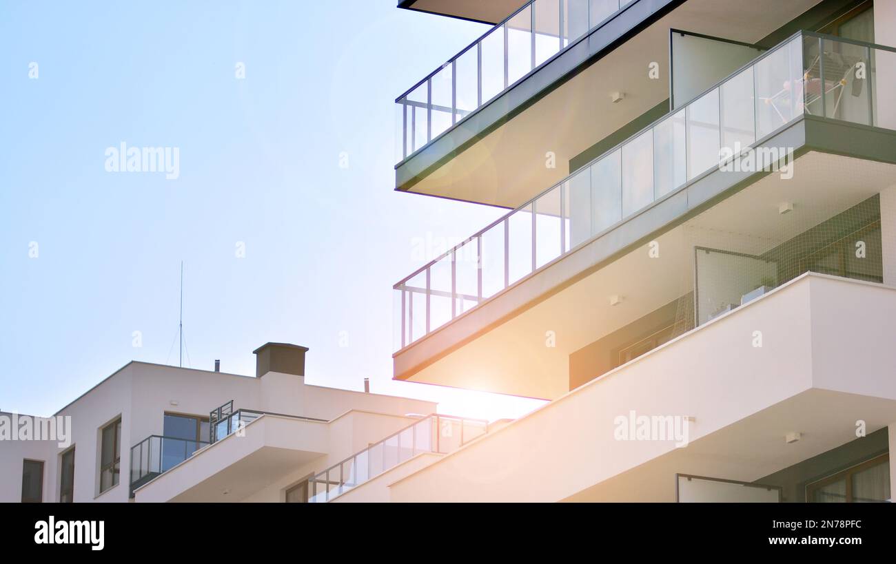 Modern architecture building facade with balconies. New apartments ...