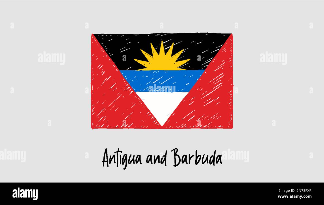 Antigua and Barbuda Flag Pencil Color Sketch Illustration Vector Stock ...