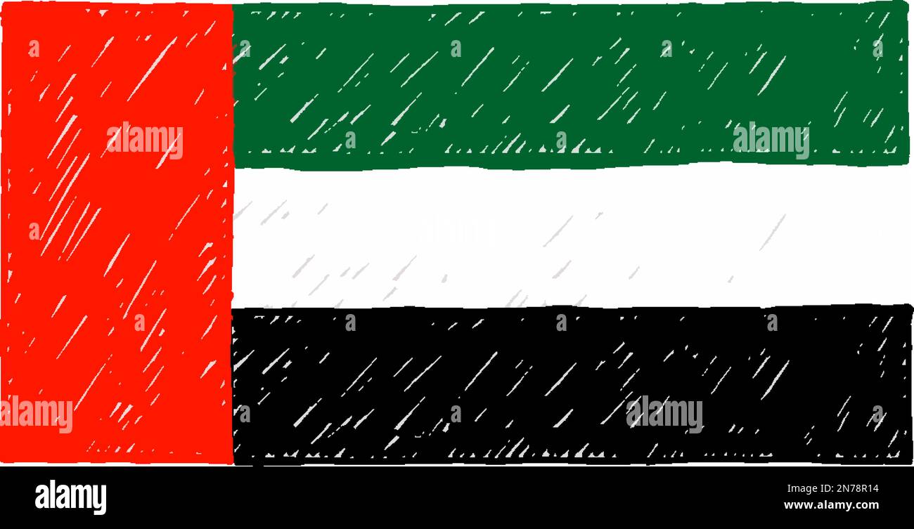 United Arab Emirates Flag Pencil Color Sketch Illustration Vector Stock ...