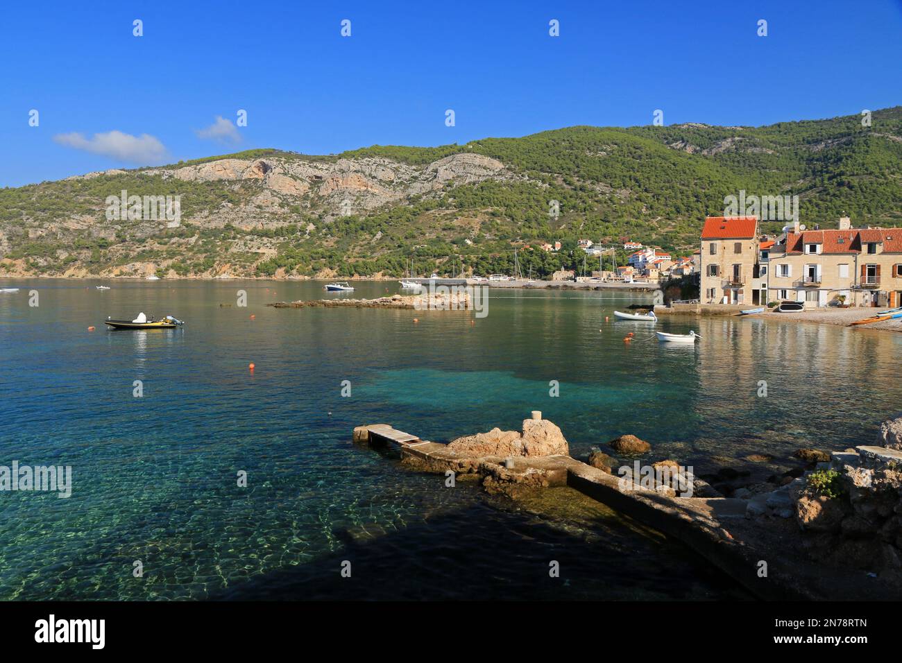 Old town of Komiza, Vis island, Croatia Stock Photo - Alamy