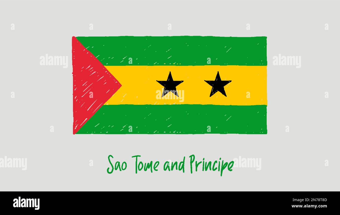 Sao Tome and Principe Flag Pencil Color Sketch Illustration Vector ...