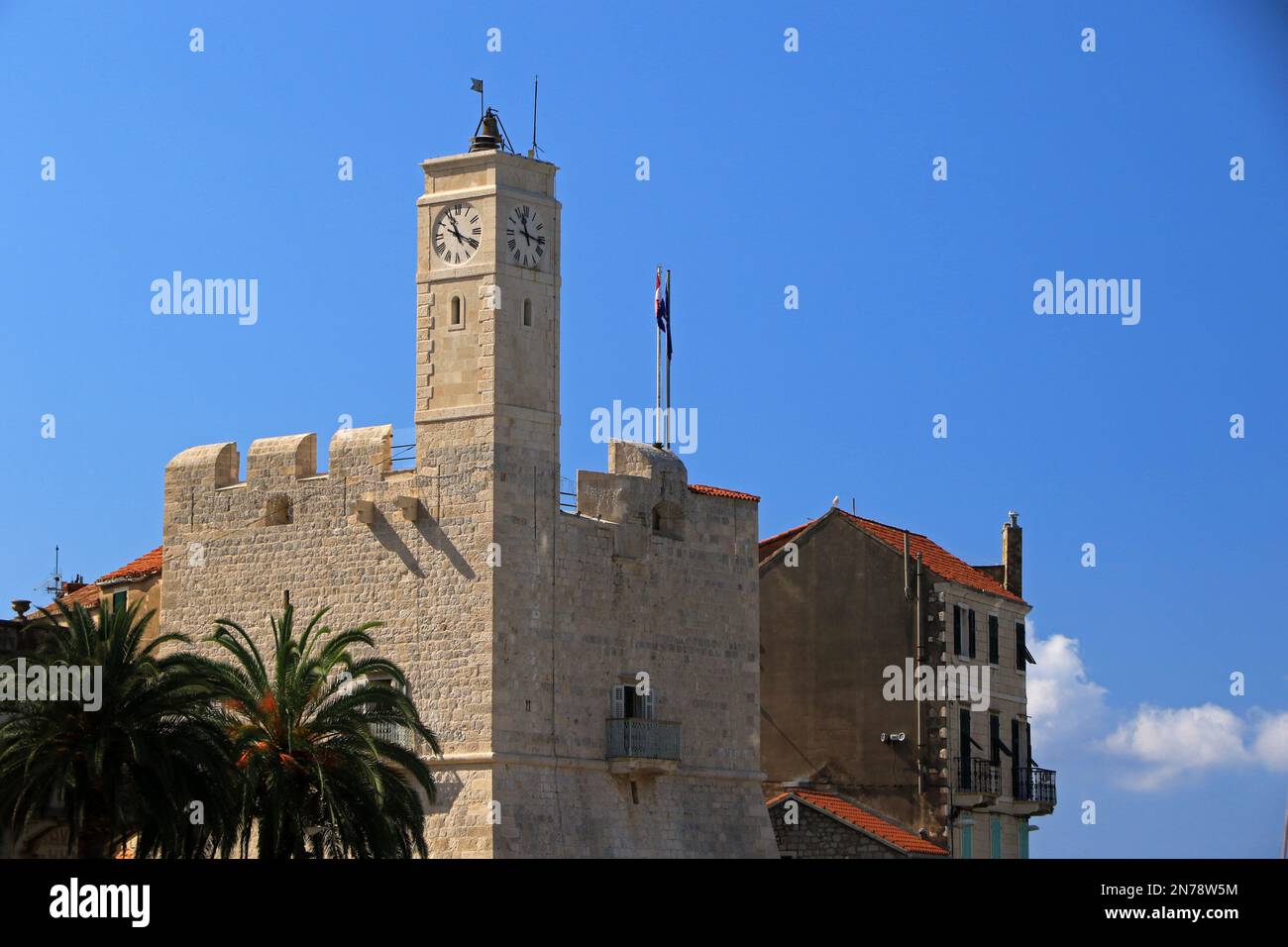 Fort of Komiza, venetian tower in Komiza, Vis island, Croatia Stock ...
