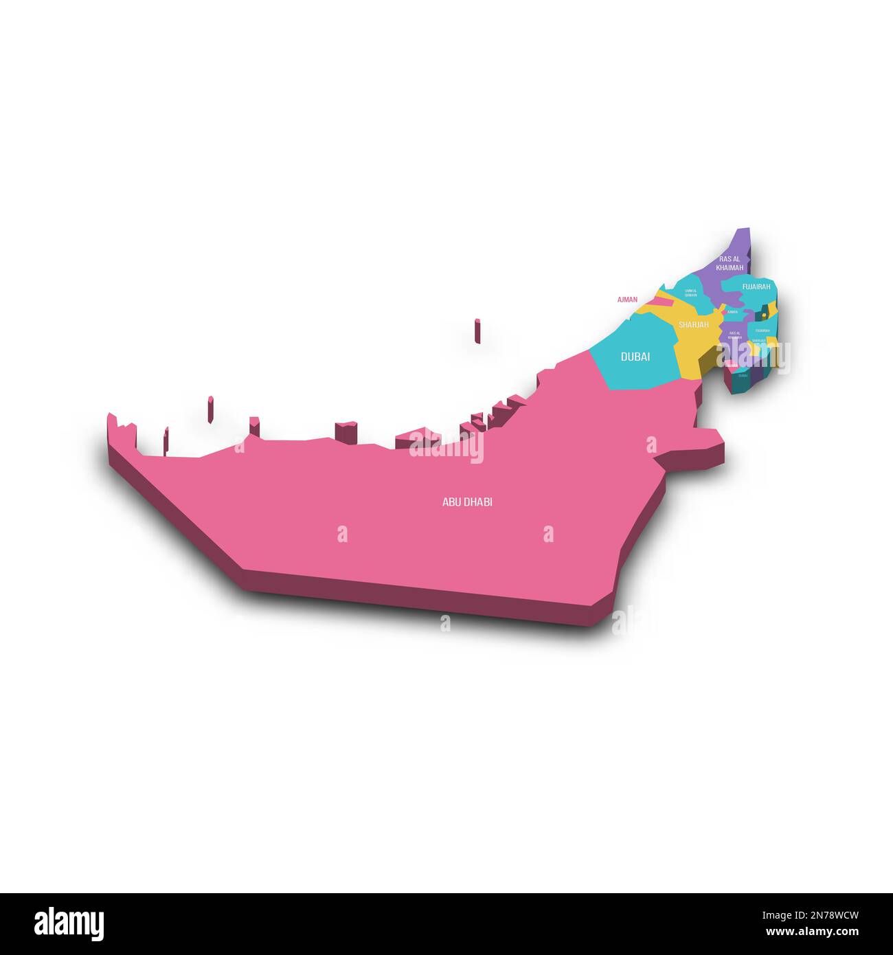 United Arab Emirates political map of administrative divisions ...