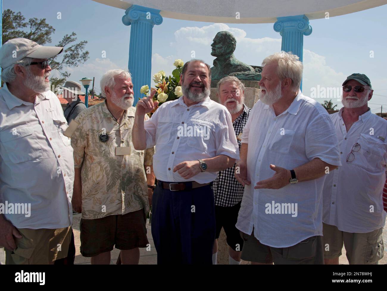 Men who look like the late American writer Ernest Hemingway, from left ...