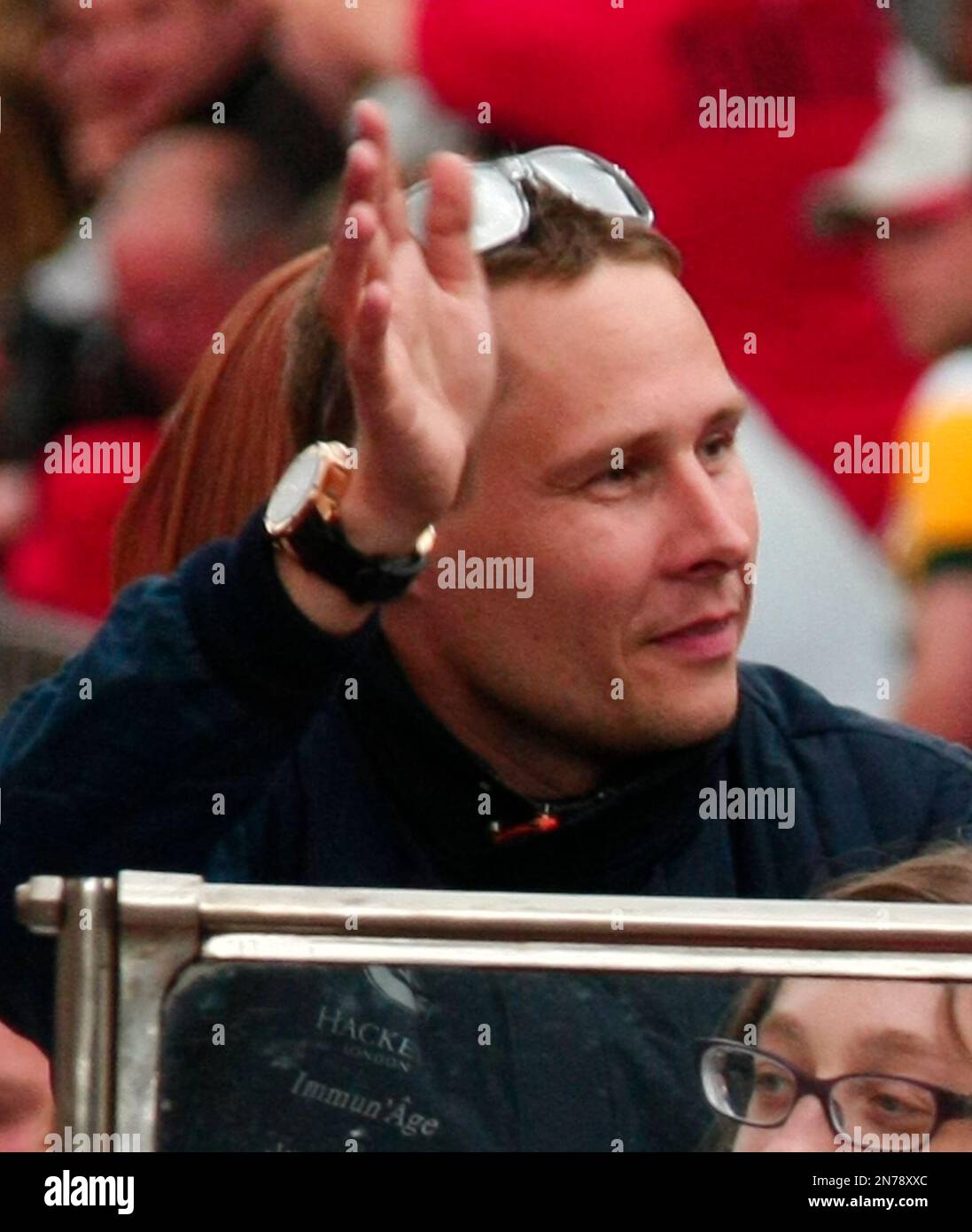 FILE - Danish Driver Allan Simonsen, left, is seen during a parade on ...