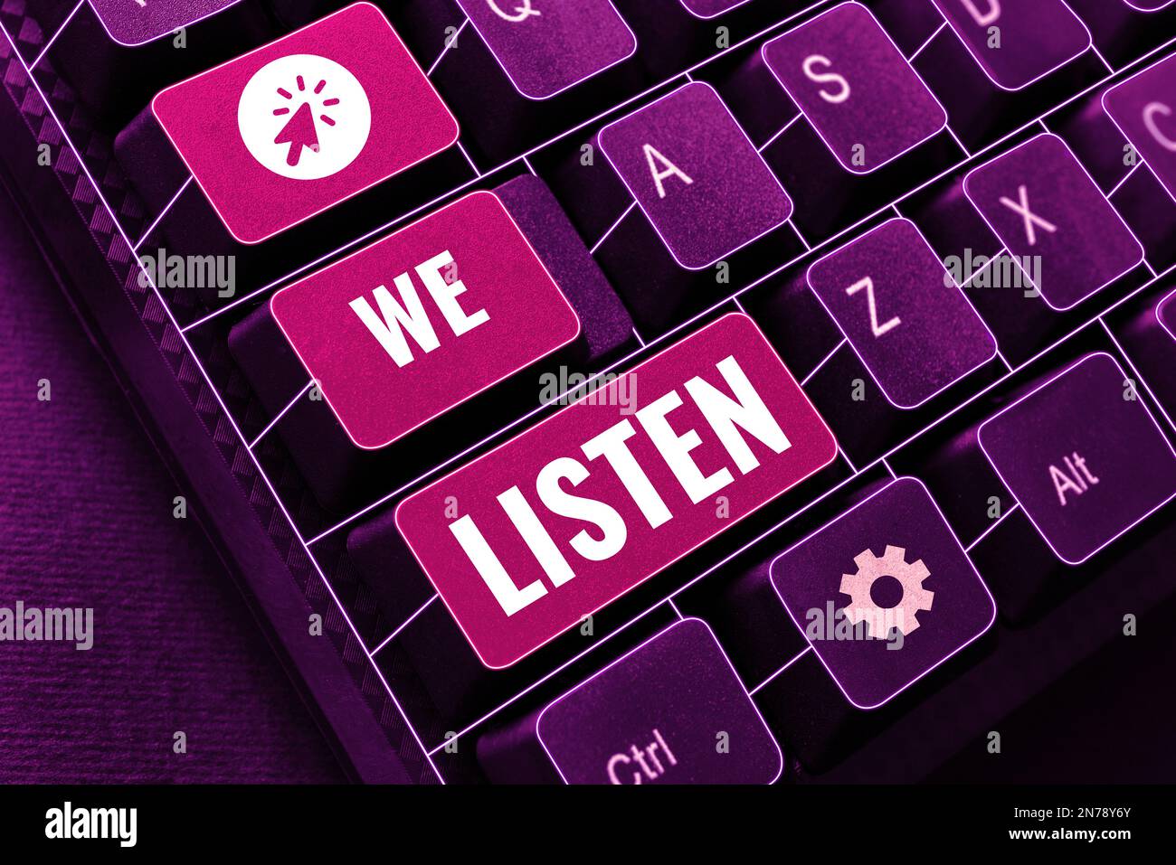 Conceptual caption We Listen. Business concept Group of people that is ...