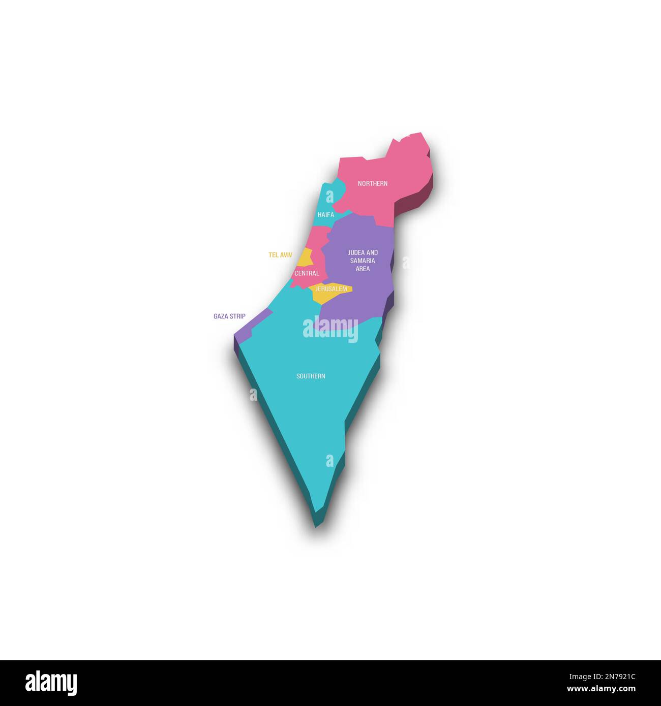 Israel political map of administrative divisions - districts, Gaza ...