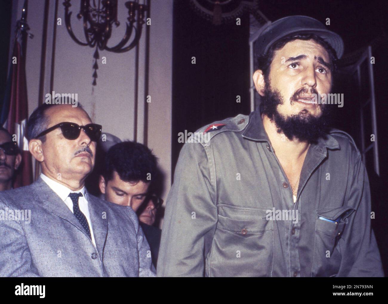 Fidel Castro, at right, speaking just after he took office as new Cuban ...