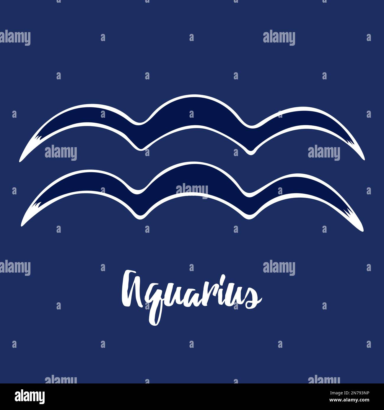 Hand drawn Zodiak signs. Blue aquarius zodiac icons on a blue ...