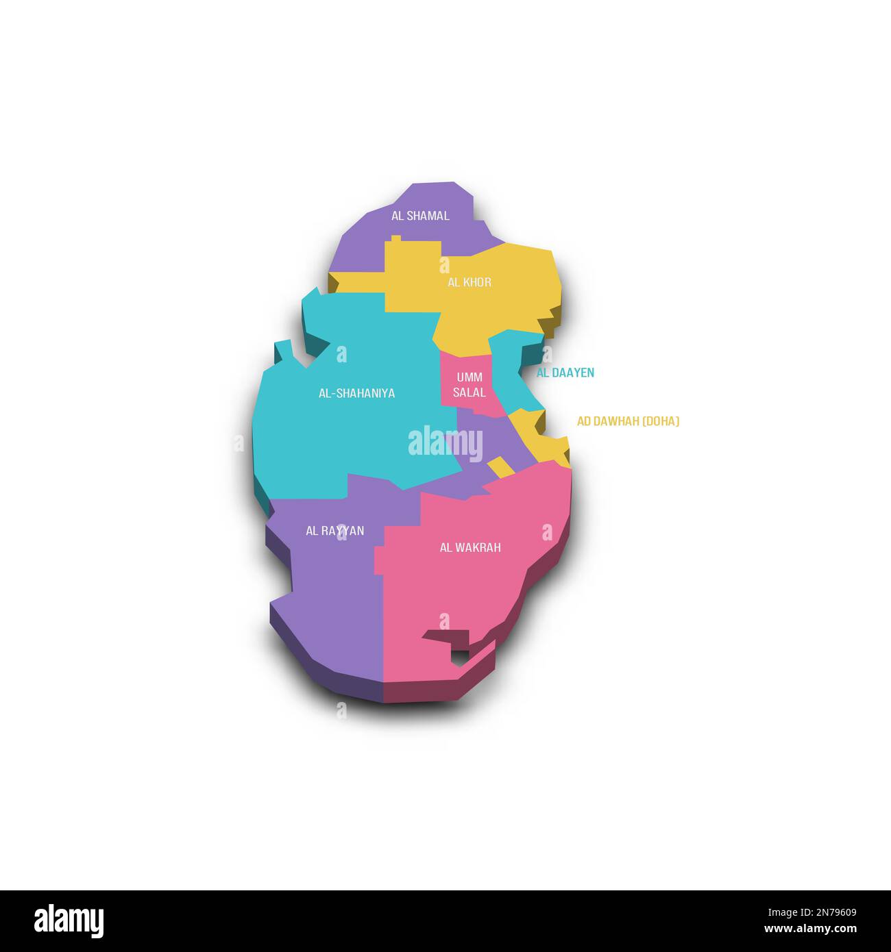 Qatar political map of administrative divisions - municipalities ...
