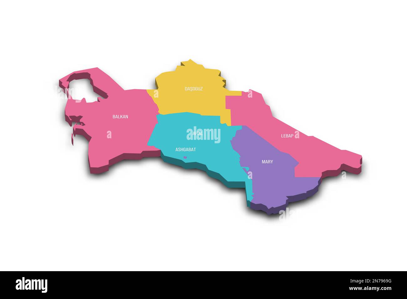 Turkmenistan political map of administrative divisions - regions and ...