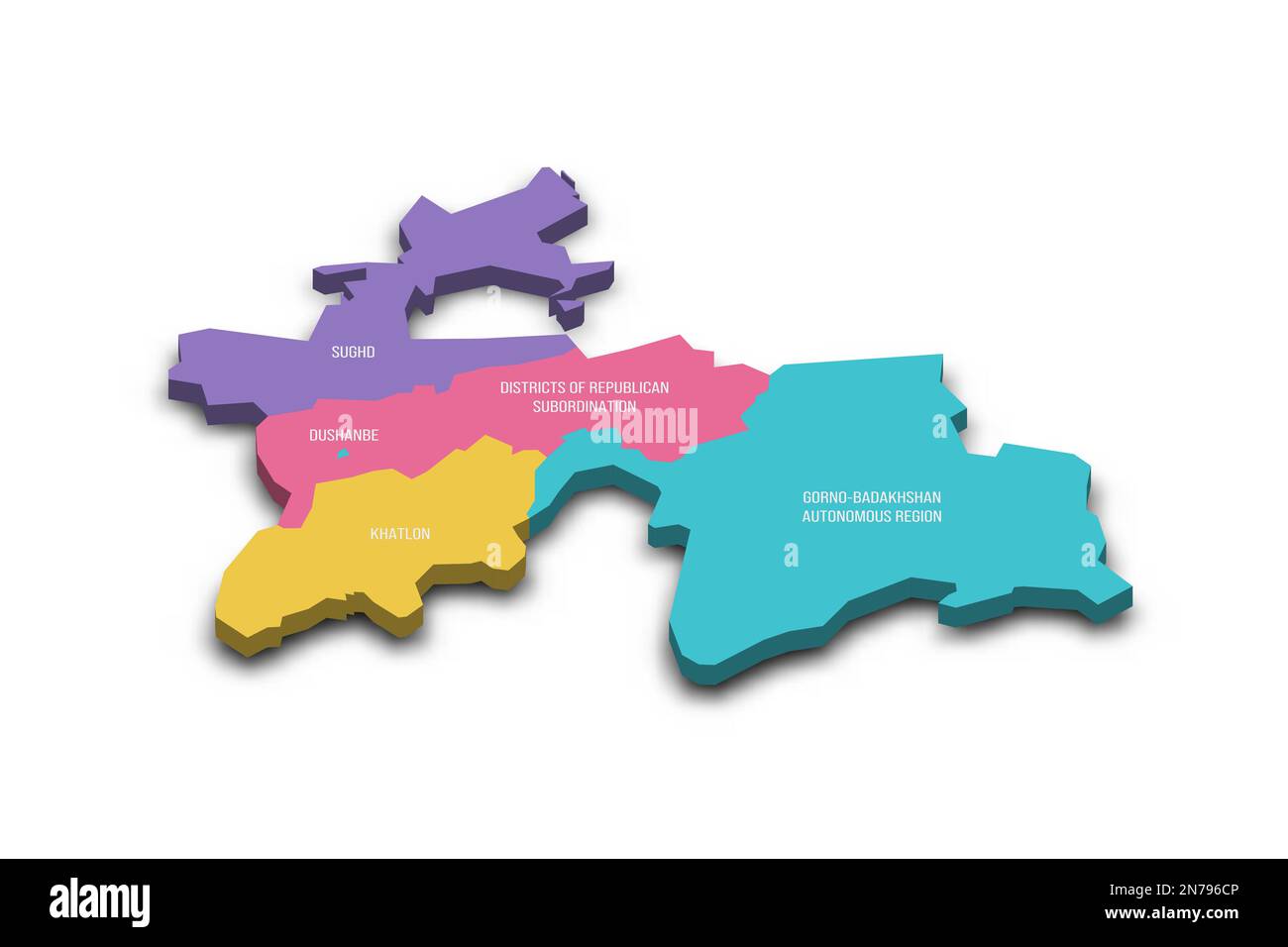 Tajikistan political map of administrative divisions - regions ...