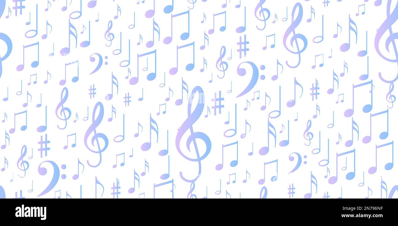Seamless flying musical notes on white. Musical symbols for banner of ...
