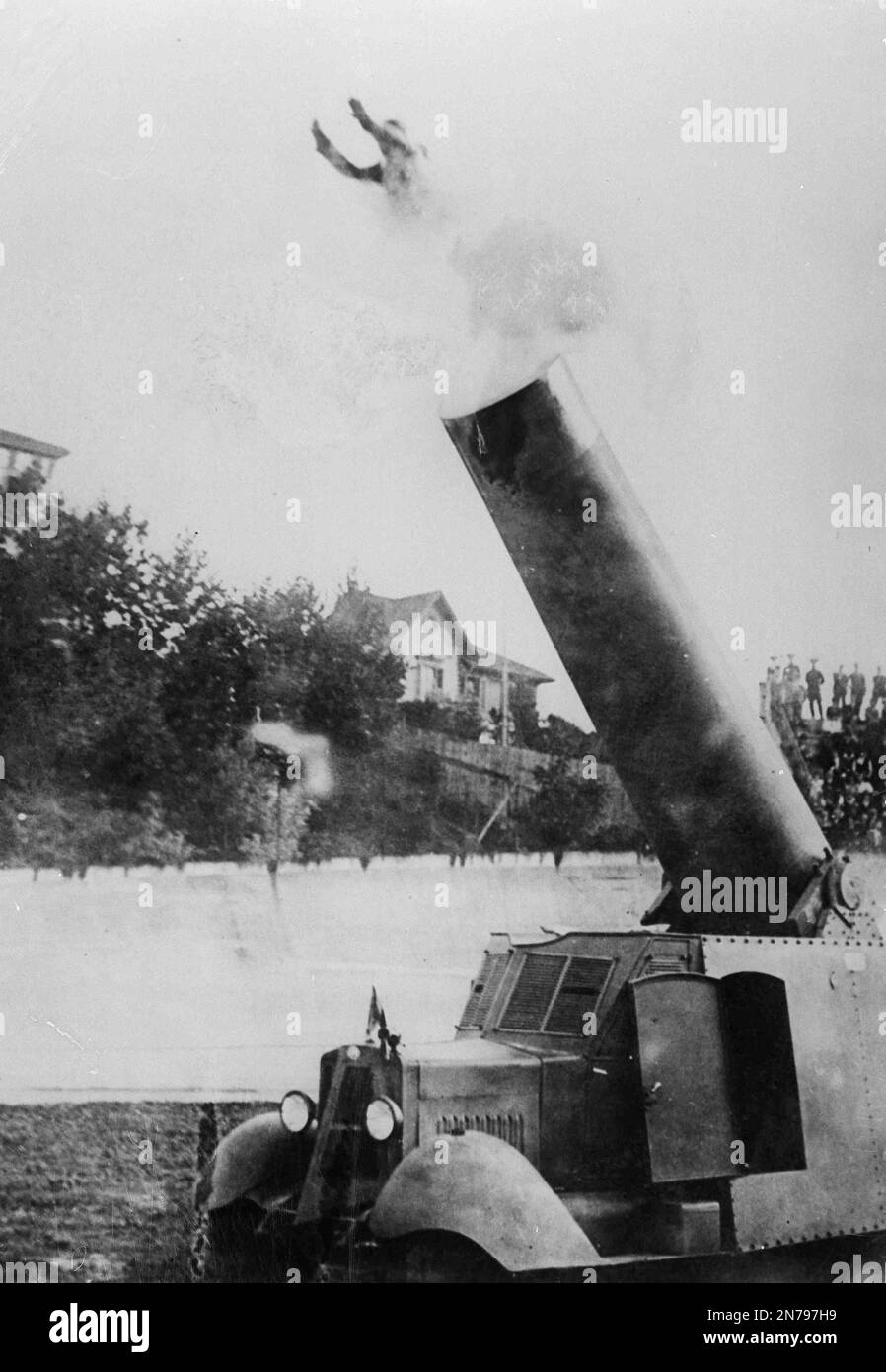 Hugo Zacchini of Turin, Italy, is shot from a specially built cannon ...