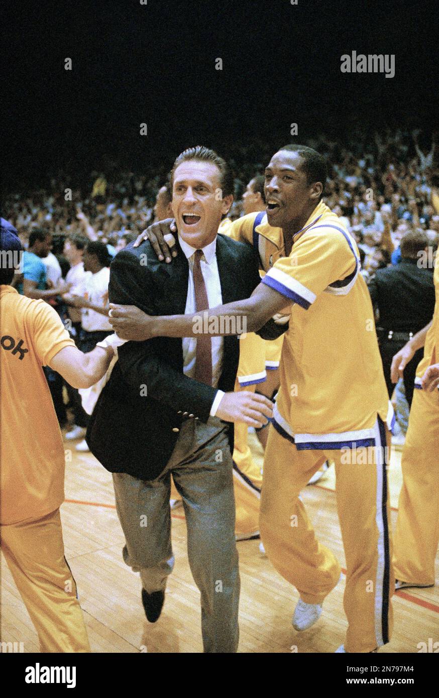 FILE - In this June 21, 1988 file photo, Los Angeles Lakers coach Pat ...