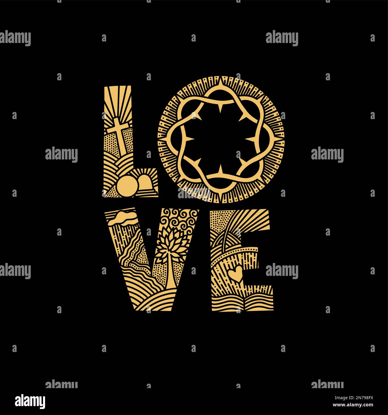 A hand-drawn Christian doodle. Illustration of LOVE - God's grace for ...