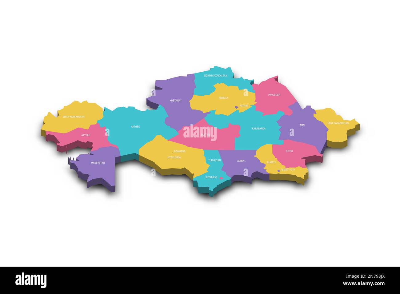 Kazakhstan political map of administrative divisions - regions and ...