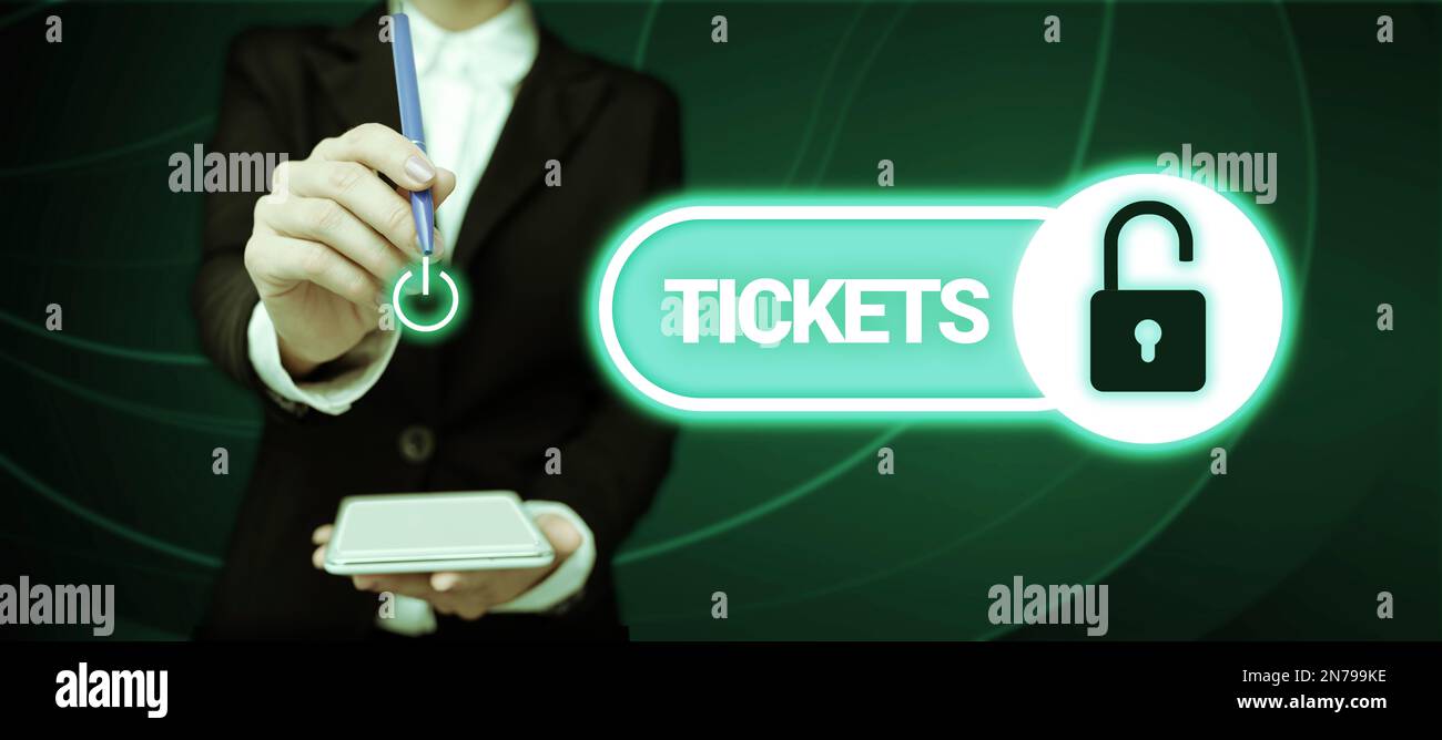 Text caption presenting Tickets. Business approach small paper bought ...
