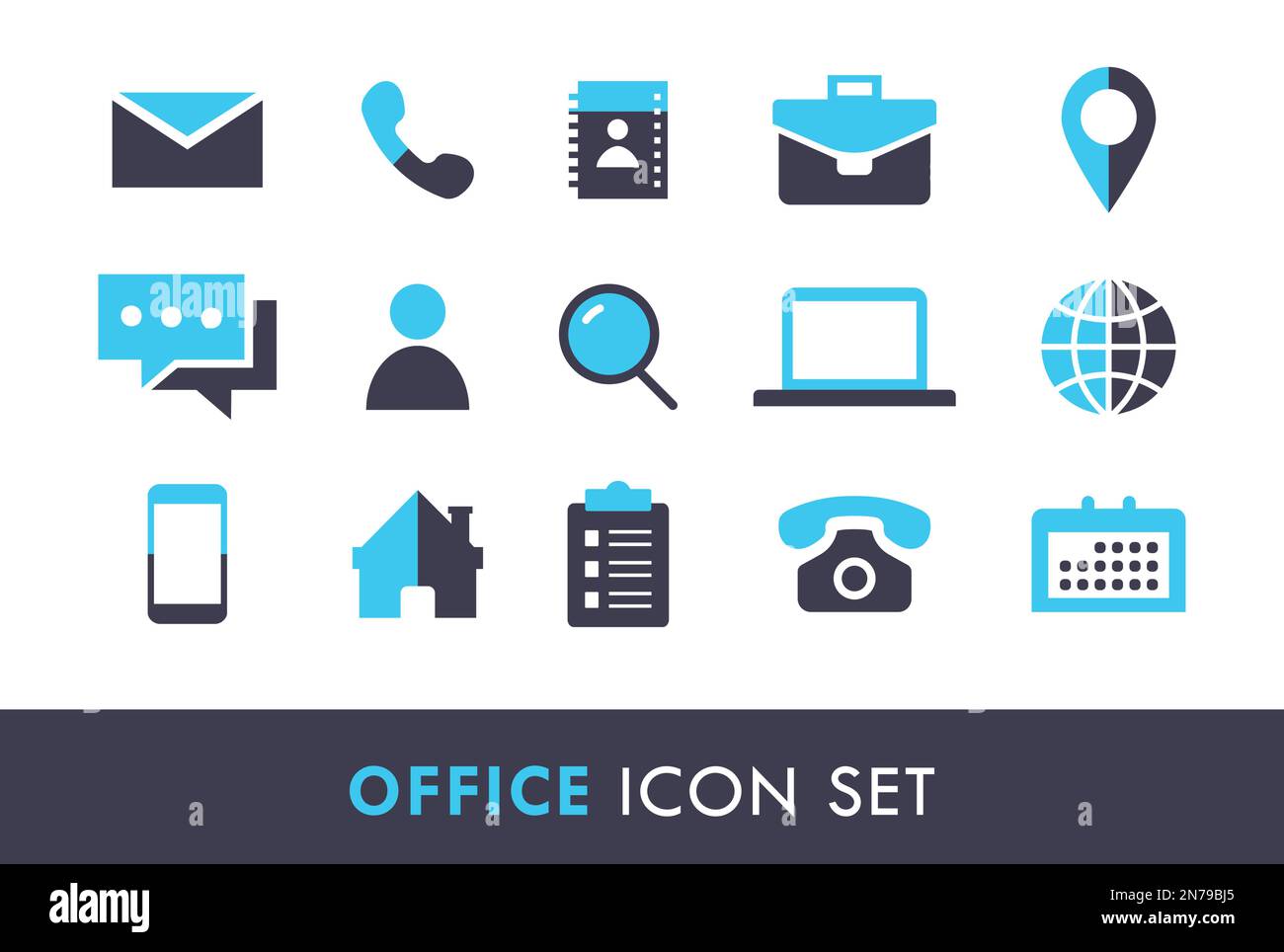 Contact Business Office Dual Tone Icon Set Vector Illustration Stock ...