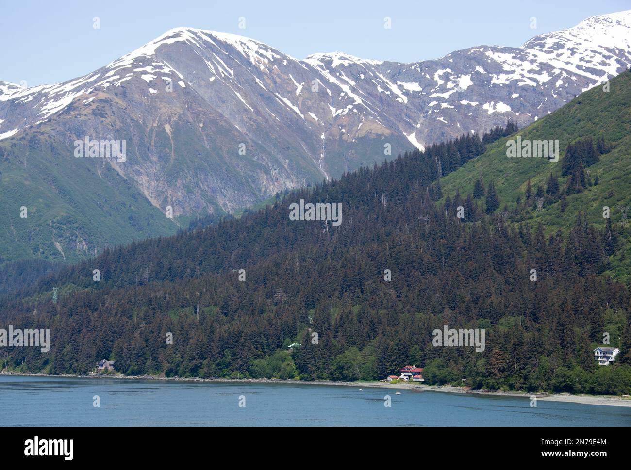 The springtime view of Juneau outskirts wooden houses and Juneau ...