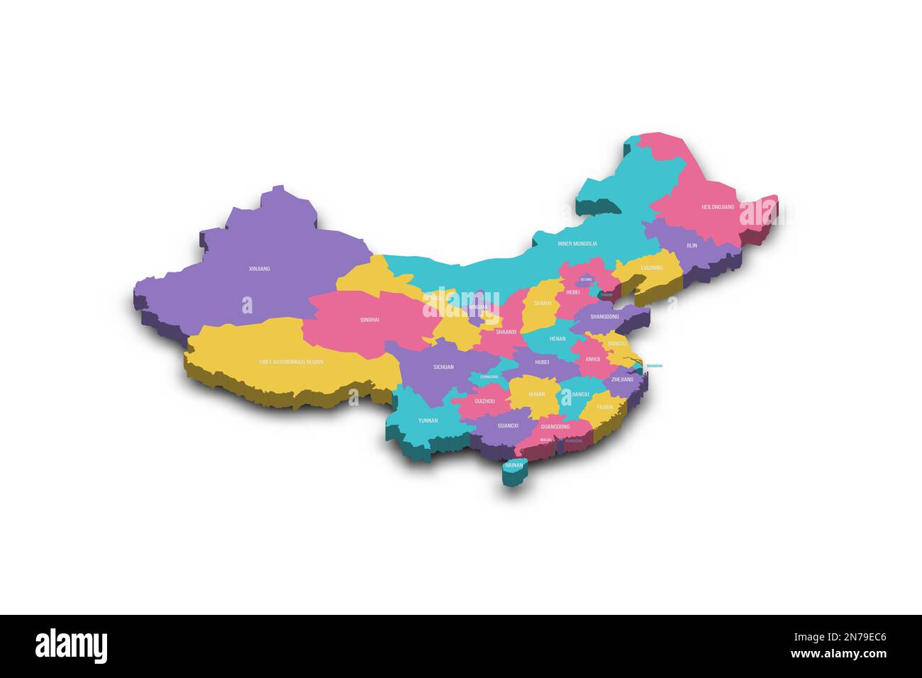 China political map of administrative divisions - provinces, autonomous ...