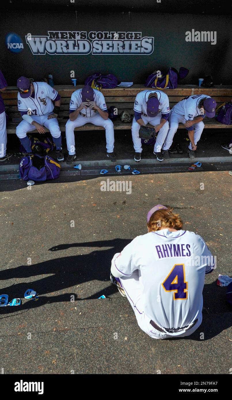 LSU players including Raph Rhymes (4), and on bench from left: Jared ...