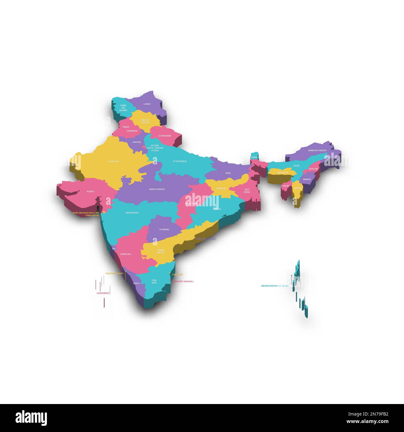India political map of administrative divisions - states and union ...