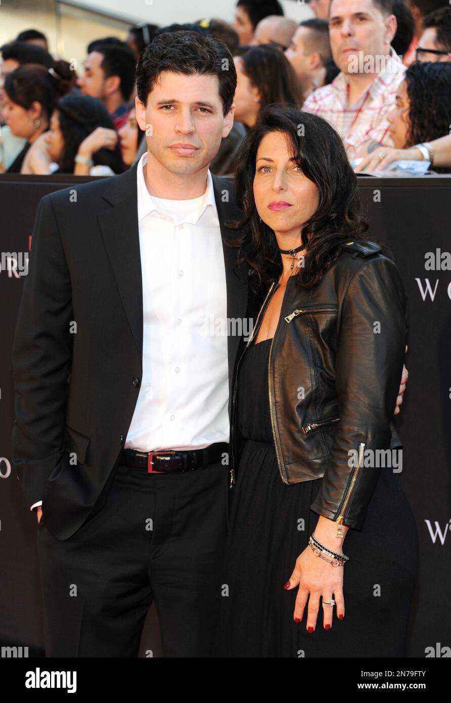 Author Max Brooks and wife Michelle Kholos Brooks attend the premiere ...