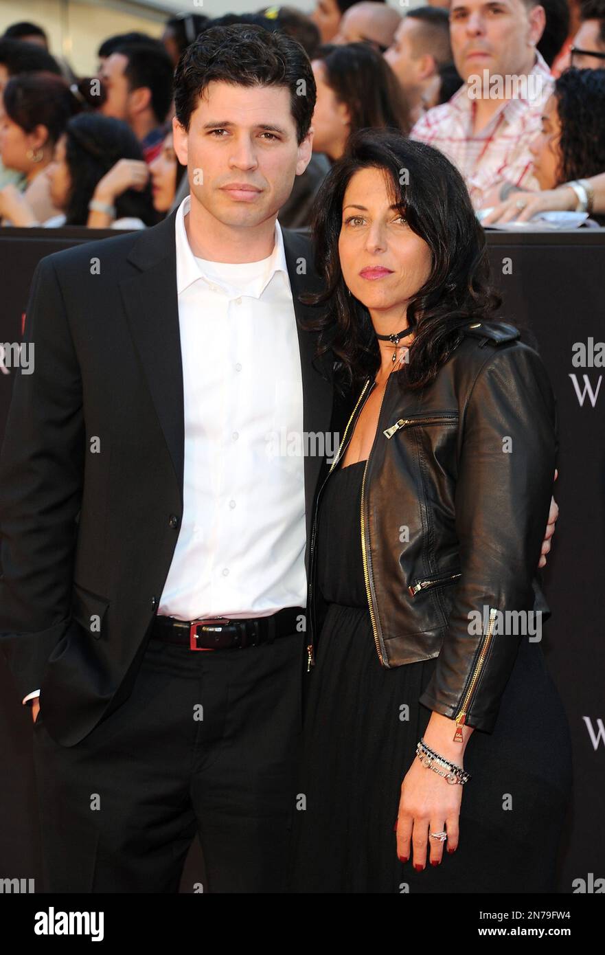 Author Max Brooks and wife Michelle Kholos Brooks attend the premiere ...