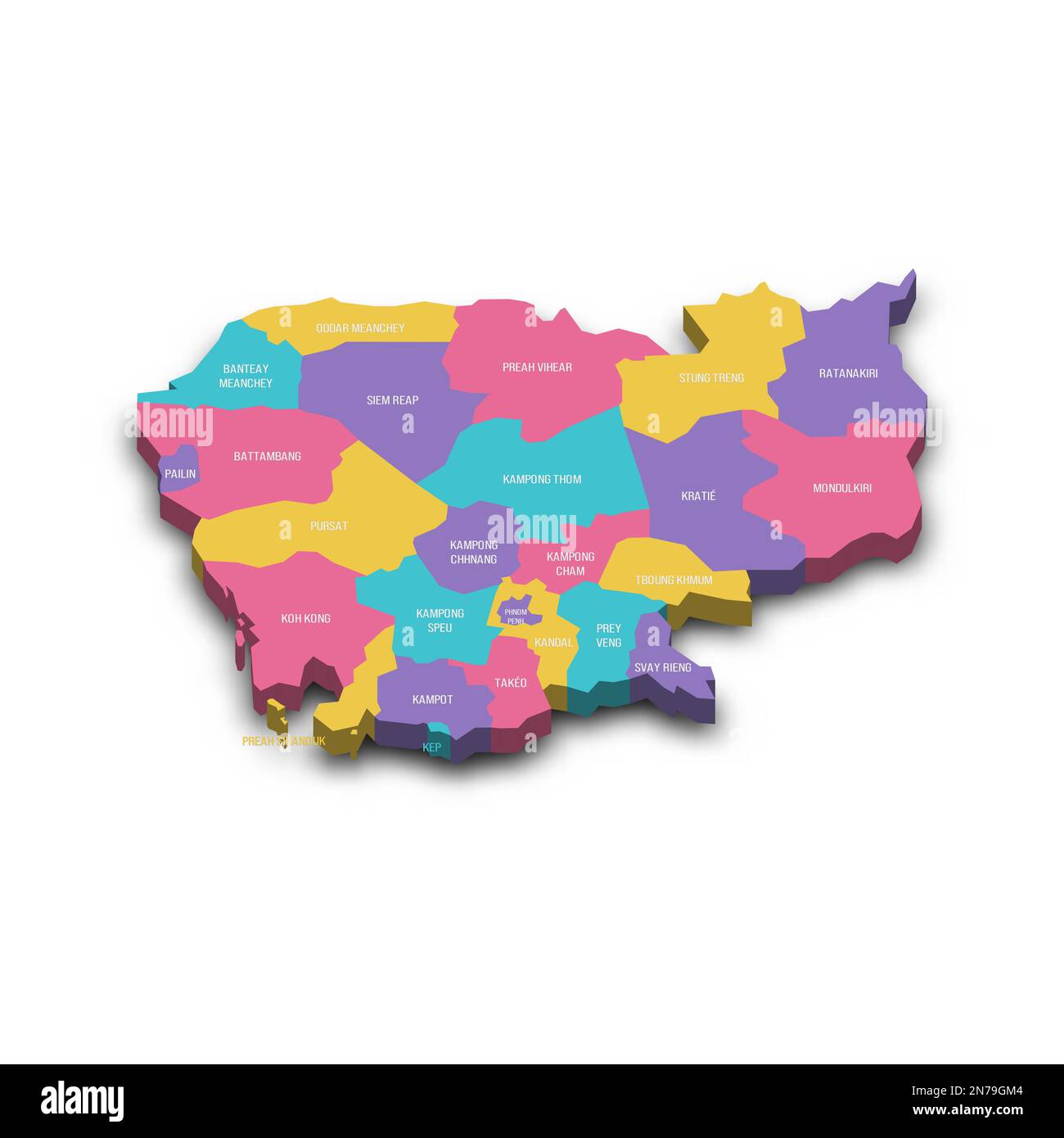 Cambodia political map of administrative divisions - provinces and ...