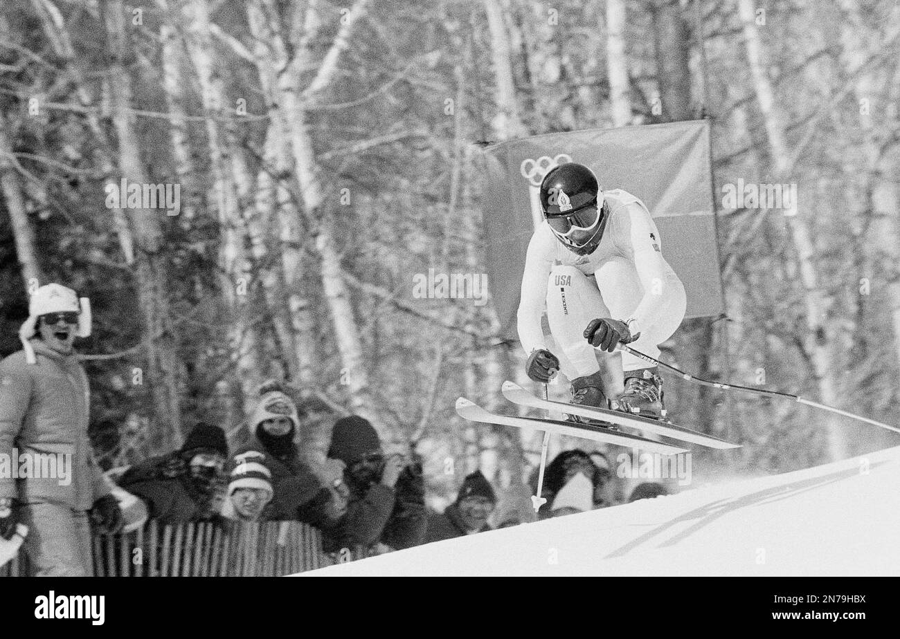 Cindy Nelson of Lutsen, Minn., jumps on the race course at Whiteface ...