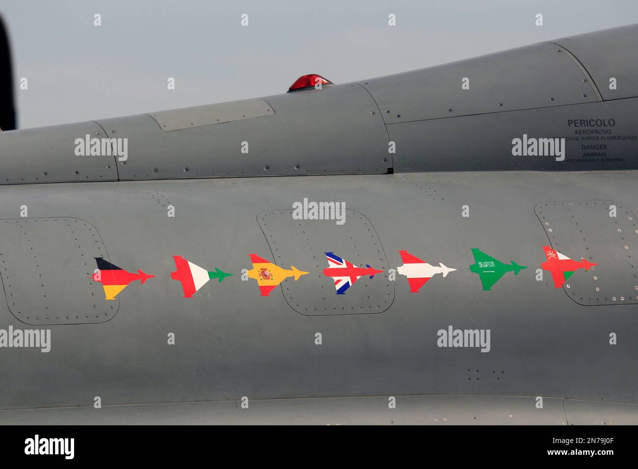 Symbols painted on the fuselage of an Eurofighter Typhoon, showing the ...
