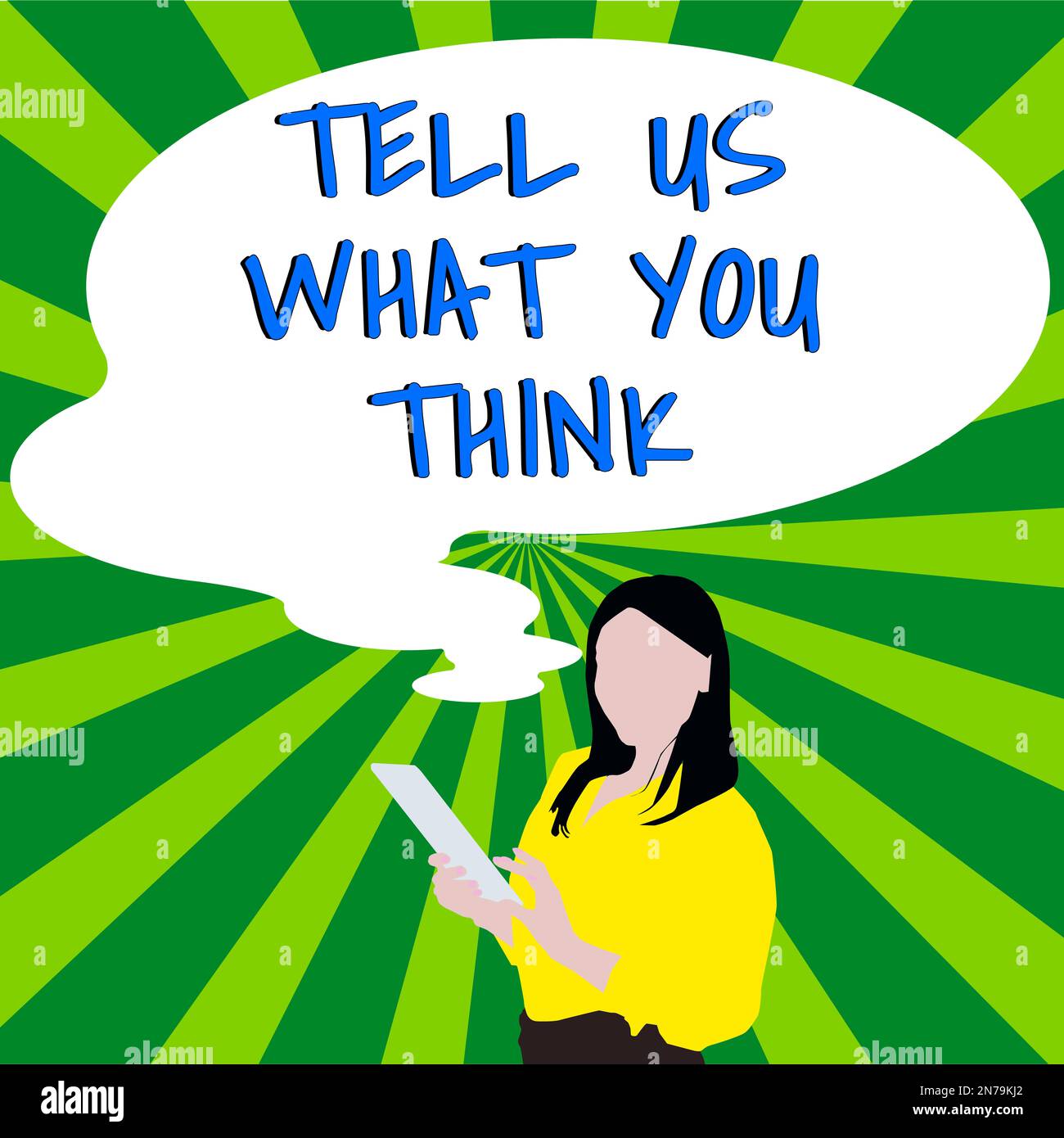 Text caption presenting Tell Us What You Think. Conceptual photo ...