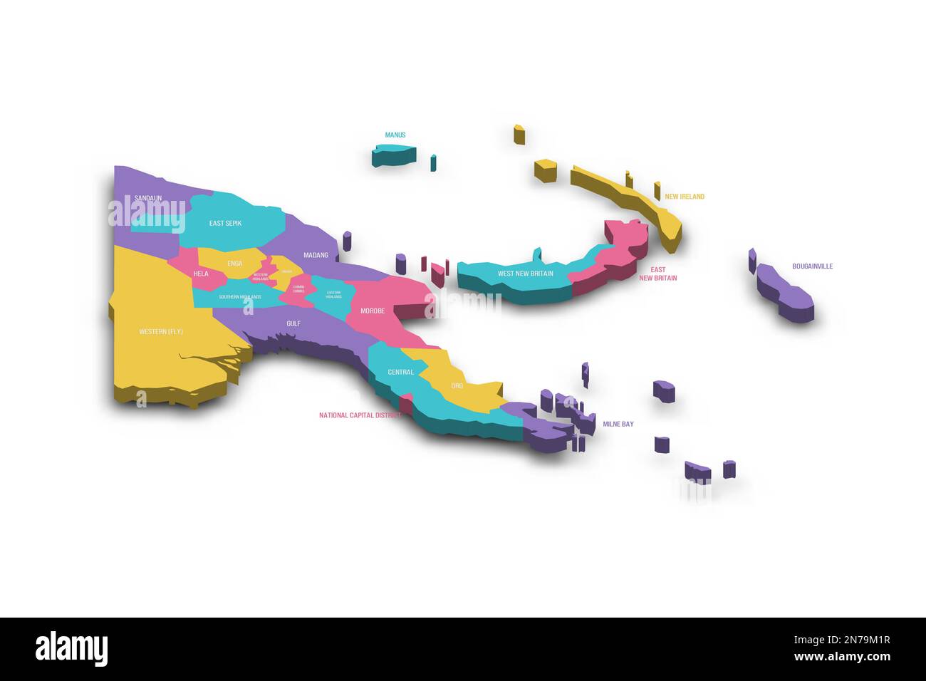 Papua New Guinea political map of administrative divisions - provinces ...
