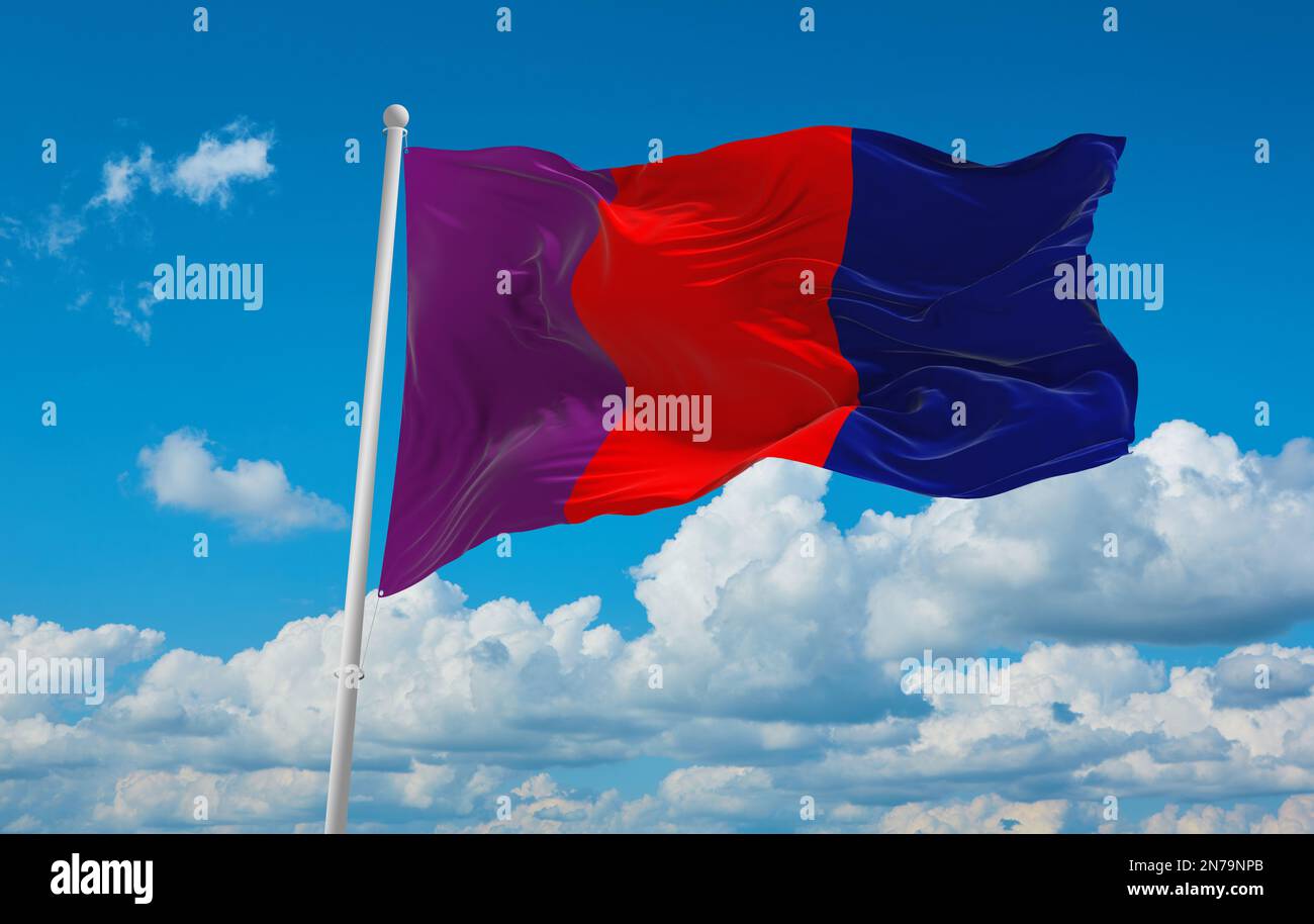 official flag of Ottawa 1902-1987 Canada at cloudy sky background on ...