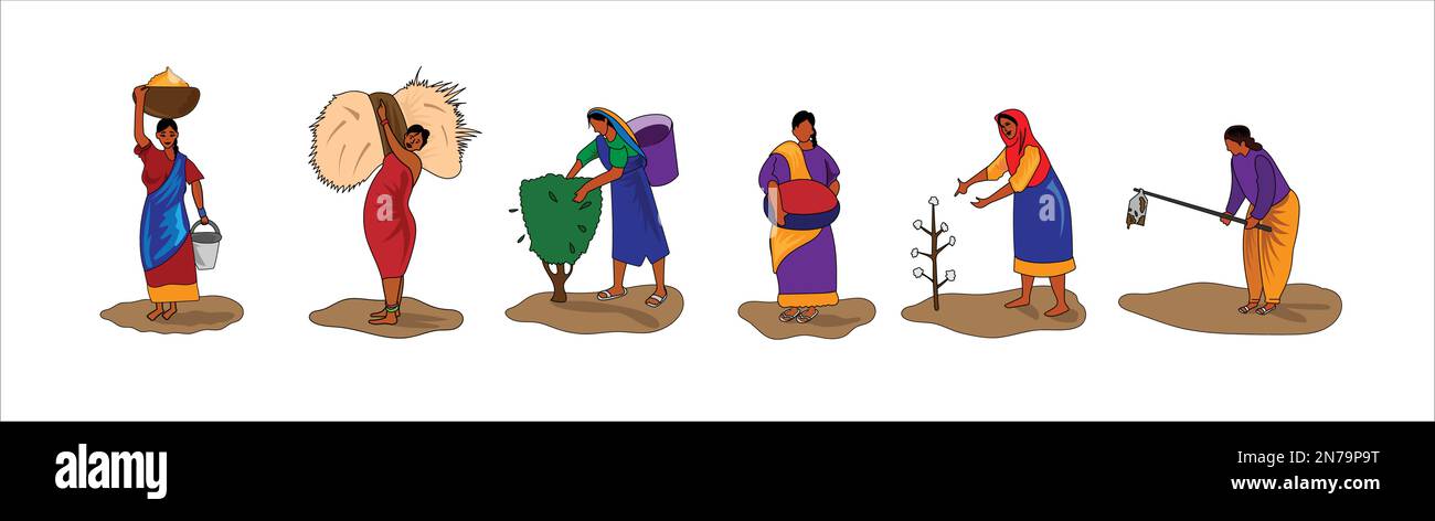 Indian woman in rural Stock Vector Images - Alamy