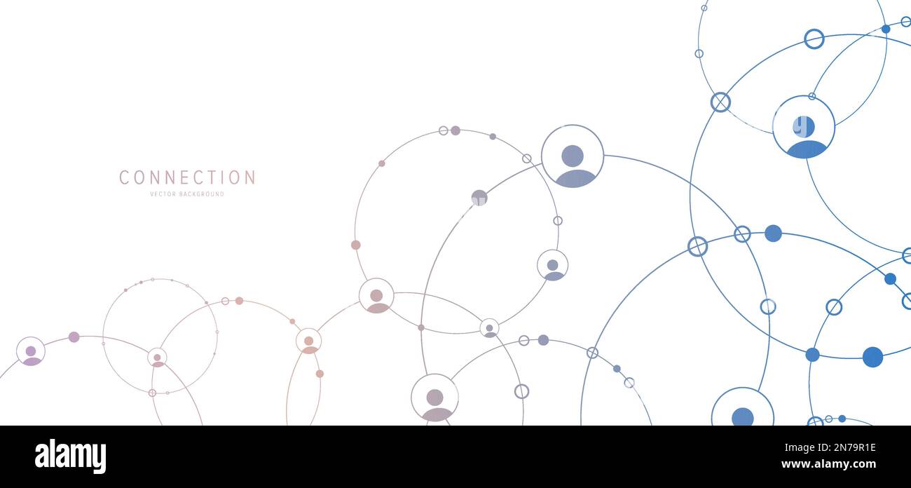 Network background. Connections with points, lines, and people icons. Vector technology ...