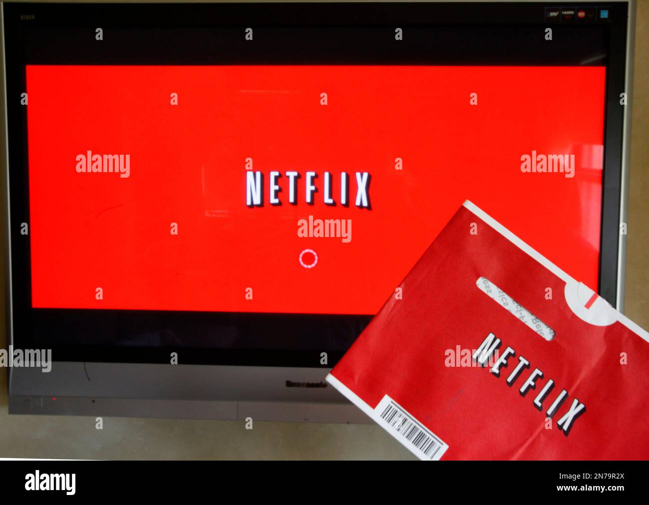 FILE - In this Oct. 1, 2011 file photo, a Netflix DVD envelope and ...