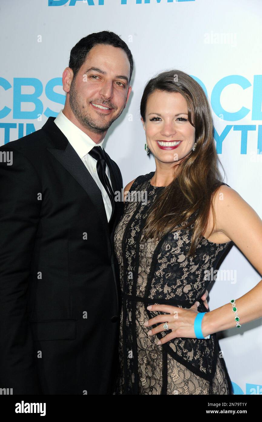 Melissa Claire Egan, at left, and her fiancee, Matt Katrosar, arrives ...