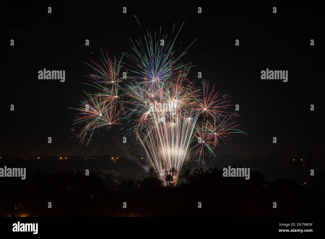 The nice fireworks in dark night Stock Photo - Alamy