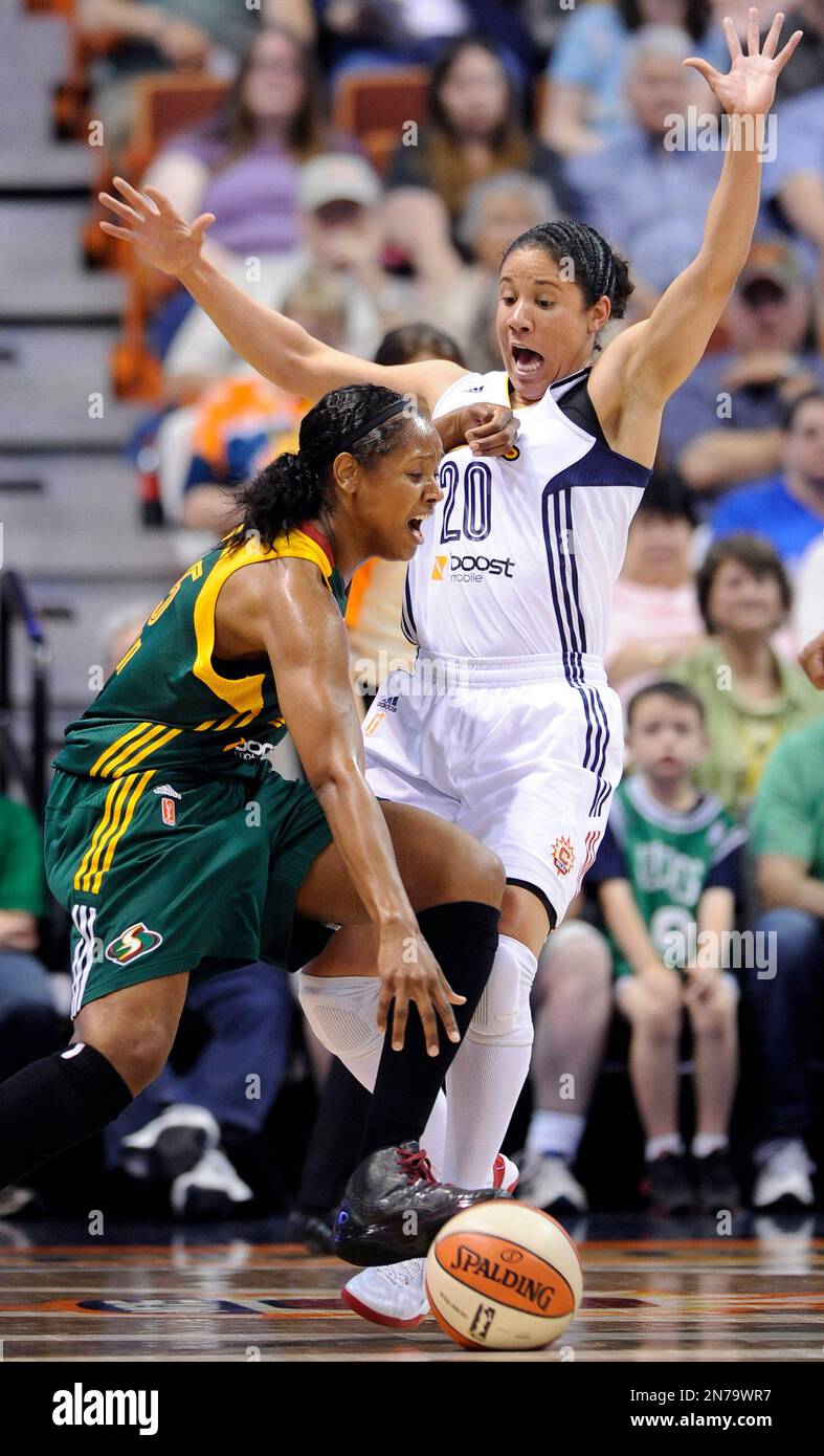 Connecticut Sun's Kara Lawson, right, guards Seattle Storm's Noelle ...