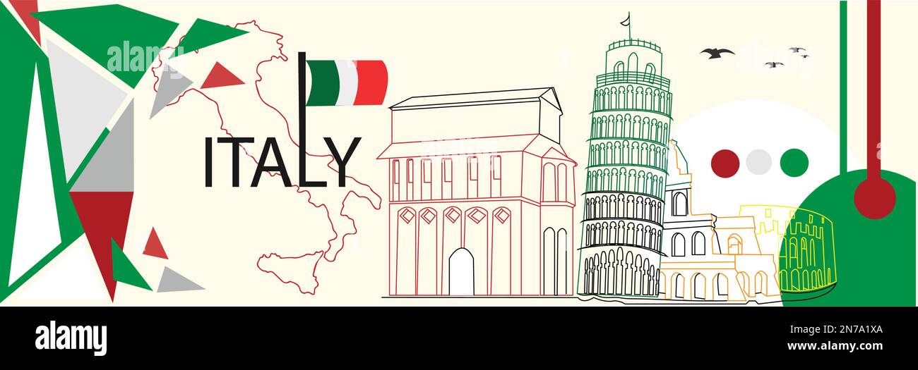 Italy poster vector illustration drawing, famous places drawing Stock ...